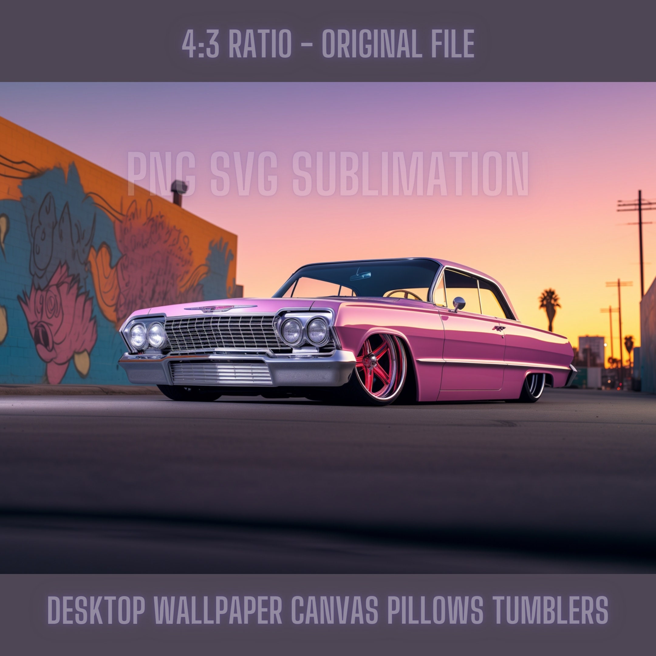 Pink Impala SS Lowrider PNG, Vintage Car Art (digital Download) - Etsy