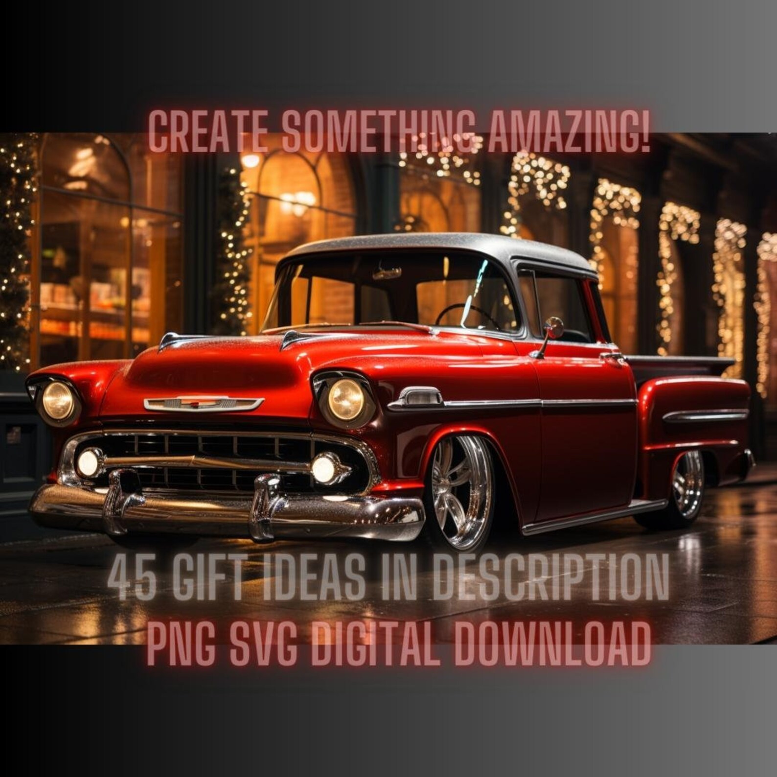 Christmas Chevy C10 Lowrider PNG Bundle, Christmas C10 Wall Art Png ...