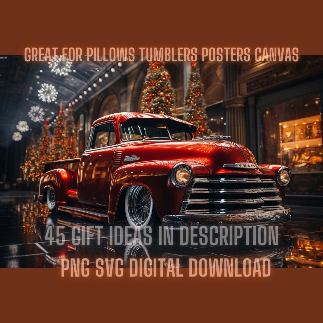 Christmas 48 Chevy 3100 Pickup Truck PNG Bundle, Vintage C10 Wall Art ...