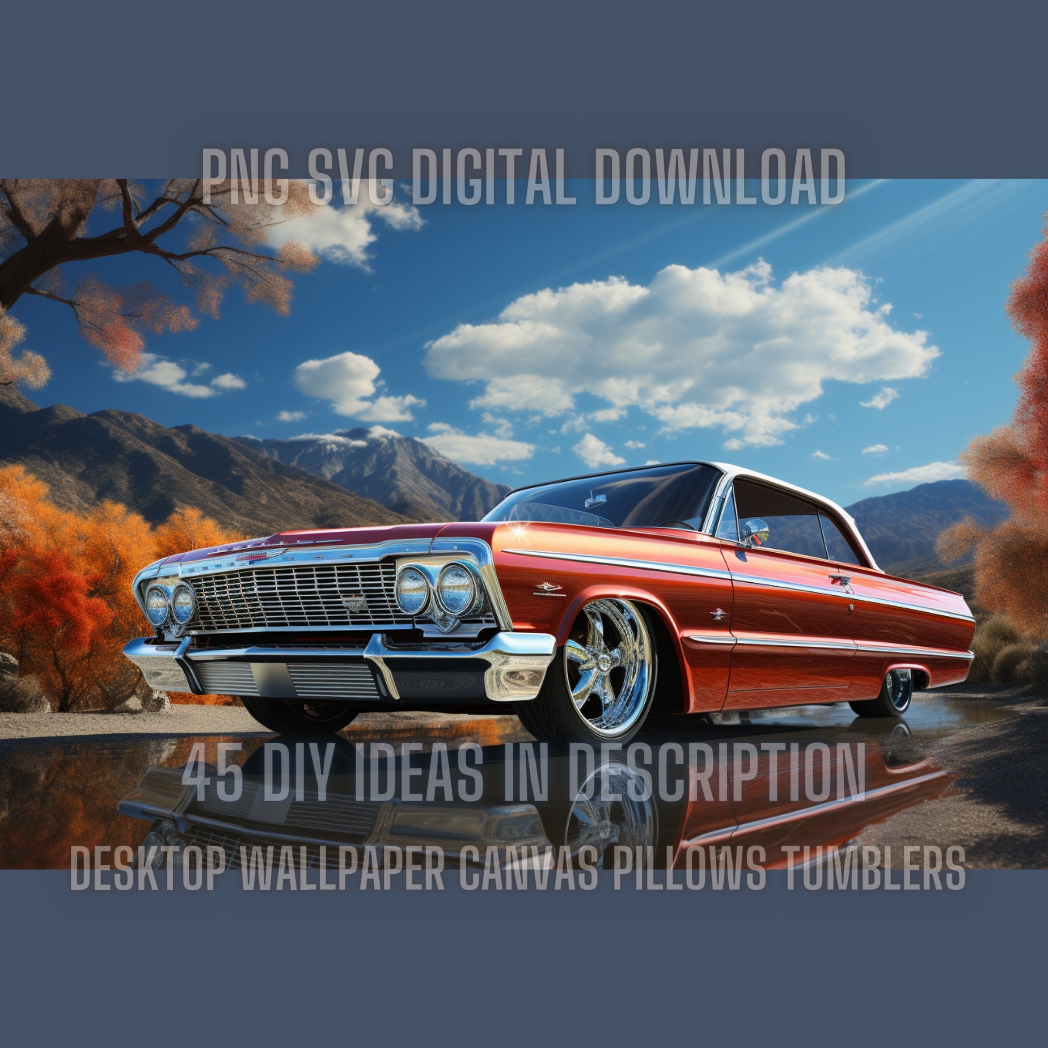 Custom 64 Impala Red Lowrider PNG Bundle Chicano Lowrider - Etsy