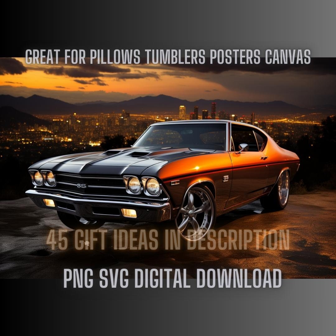 68 Chevelle SS PNG Bundle, Custom Muscle Car Wall Art Png, Retro Chevy ...