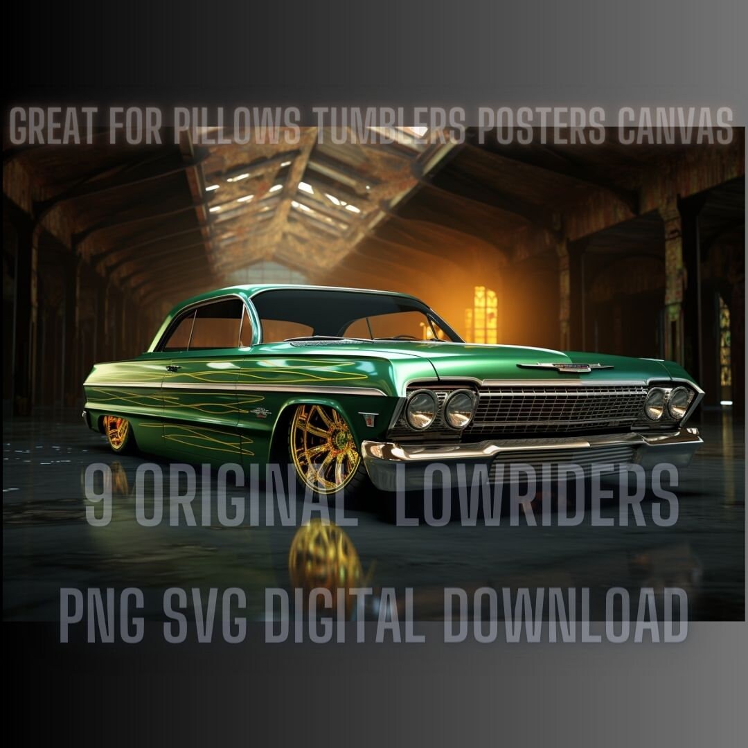 Green Gold 64 Impala Lowrider PNG Bundle, Chicano Lowrider Png ...
