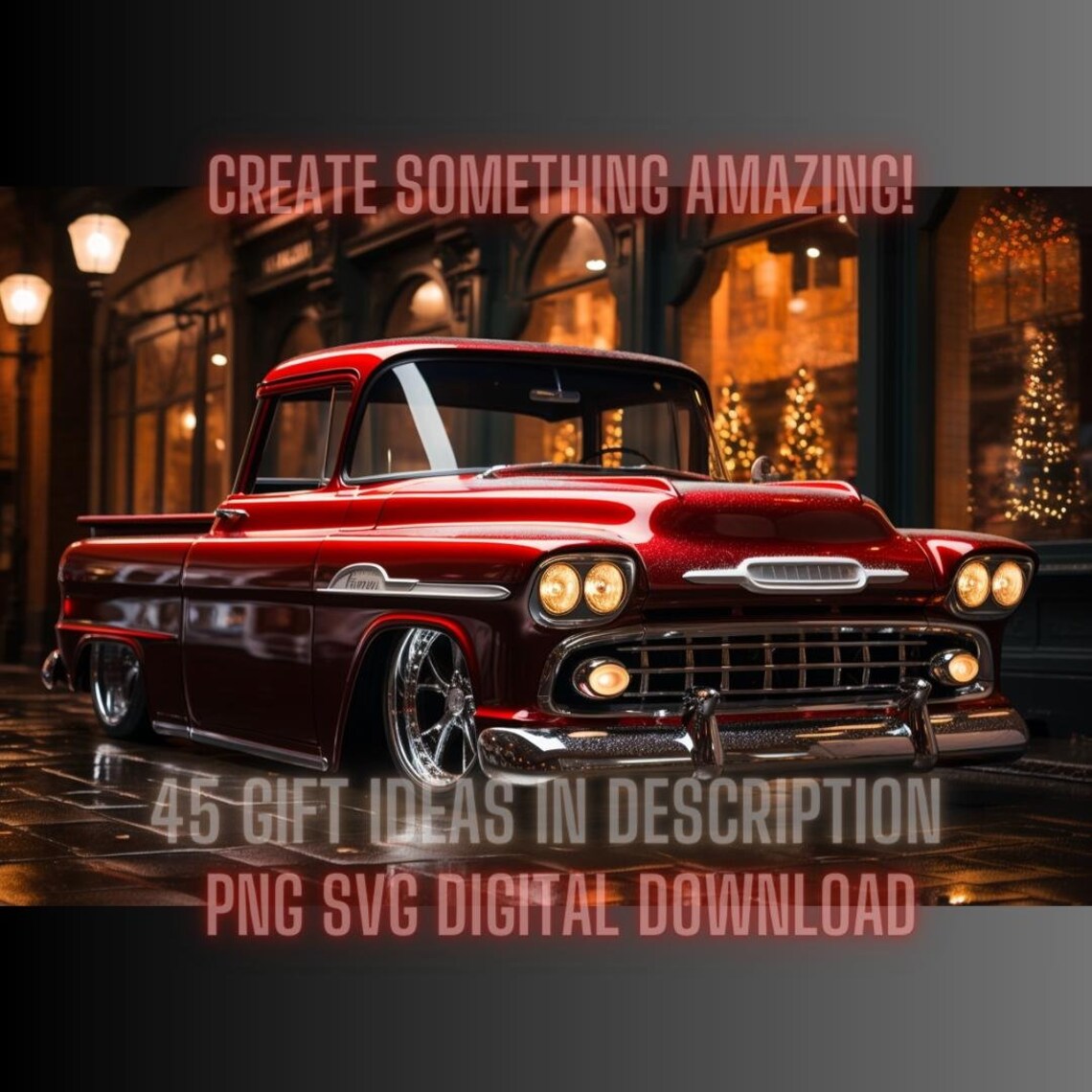 Christmas Chevy C10 Lowrider PNG Bundle, Christmas C10 Wall Art Png ...