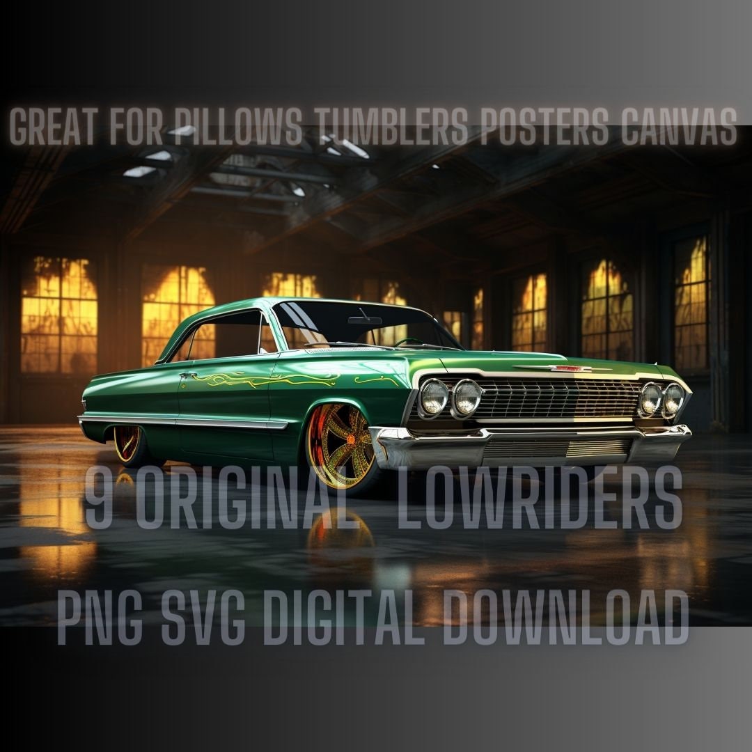 Green Gold 64 Impala Lowrider PNG Bundle, Chicano Lowrider Png ...