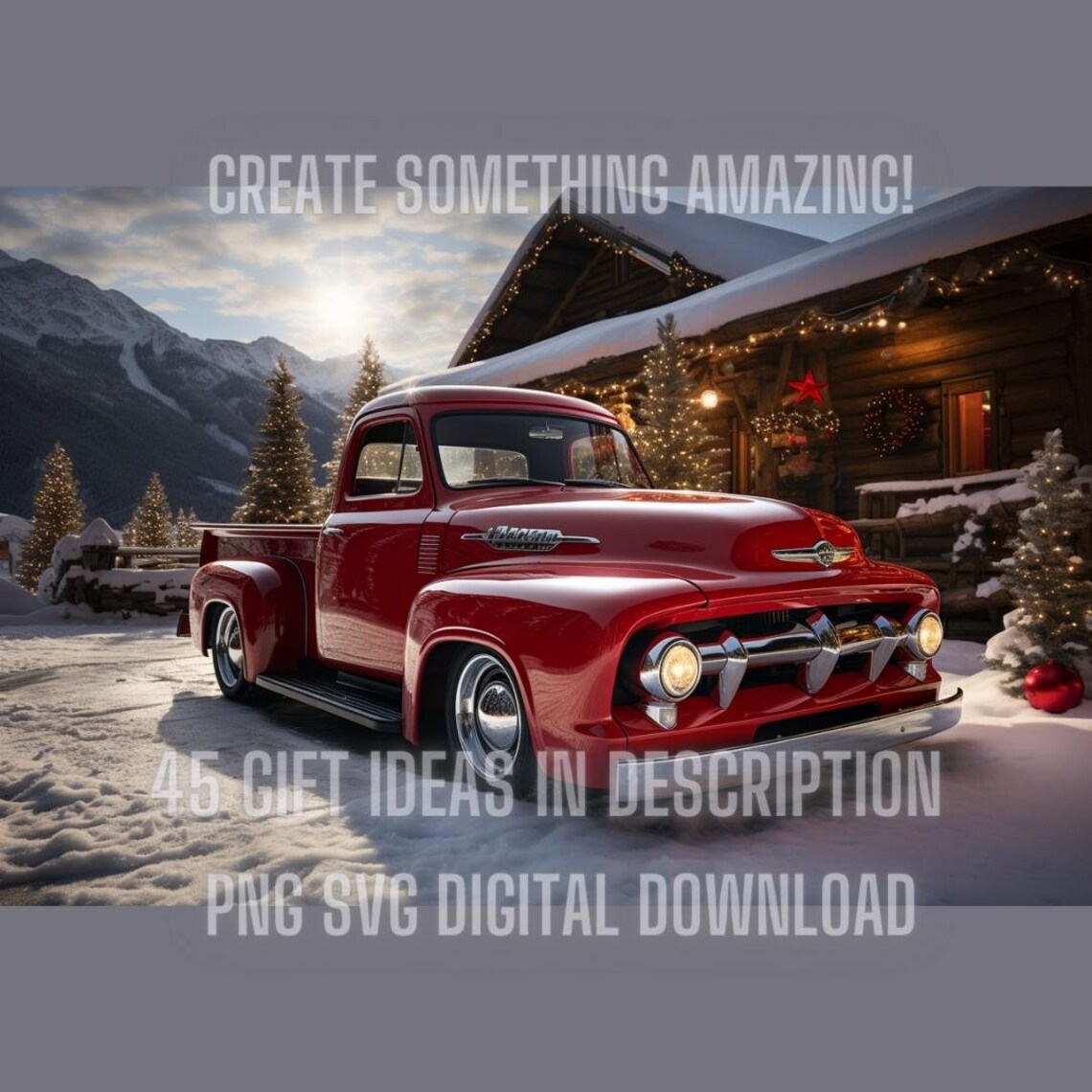 52 Ford Truck Christmas Design PNG Bundle, Christmas C10 Wall Art Png ...