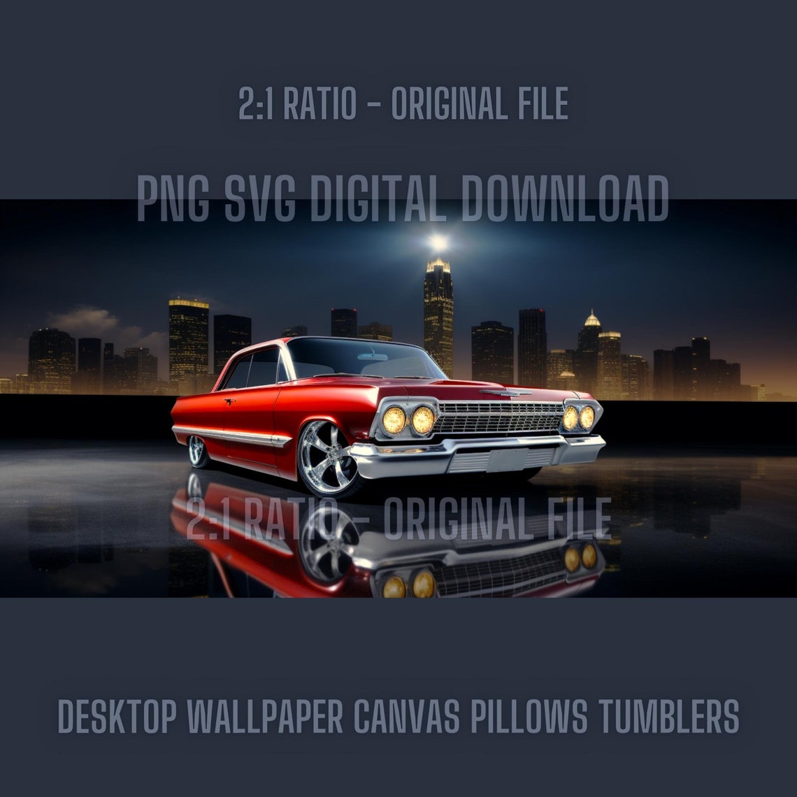 Candy Red 64 Impala Lowrider Cityscape PNG, 5 Aspect Ratio Bundle ...