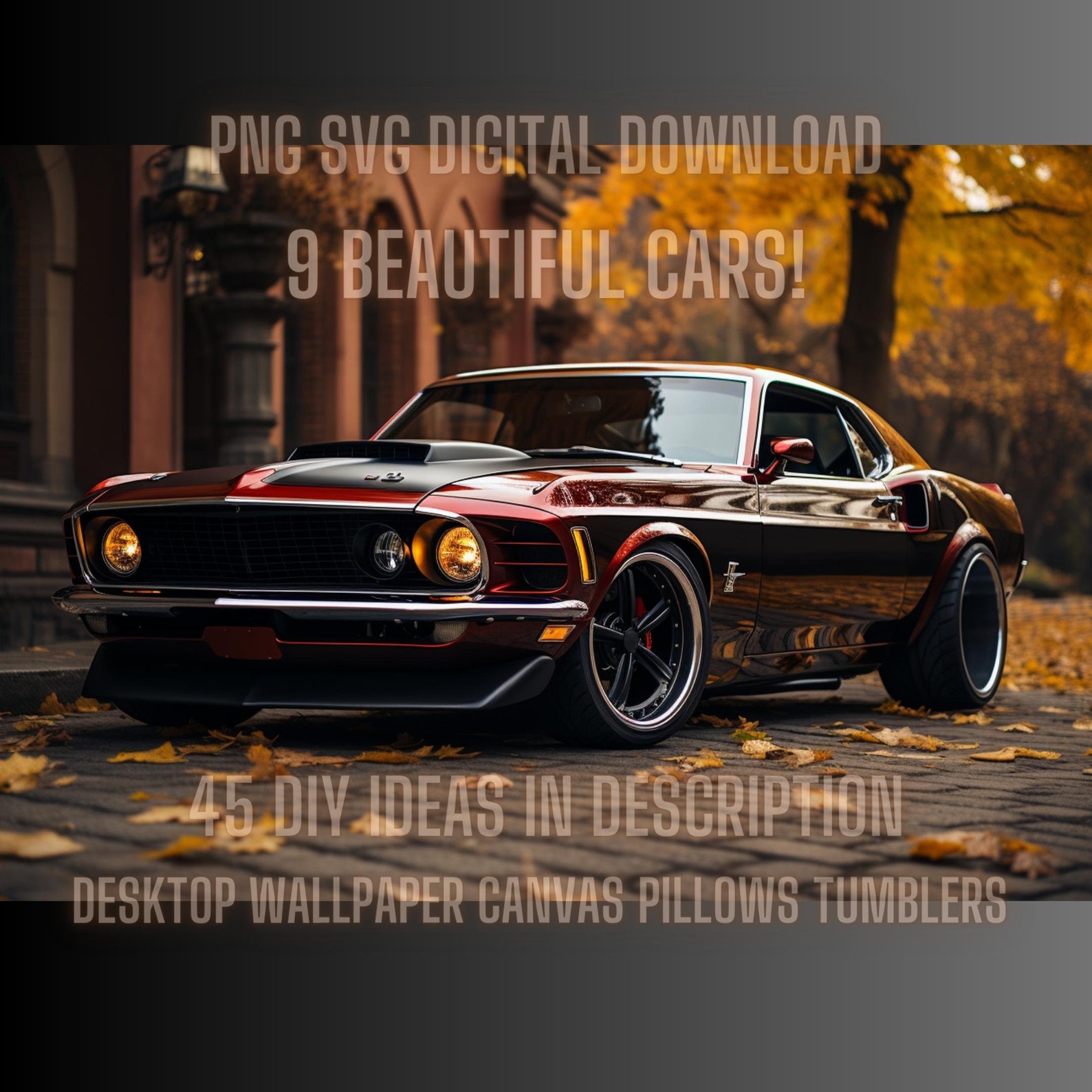 Custom Red 68 Mach 1 Cobra PNG Digital Download, Vintage Muscle Car PNG ...