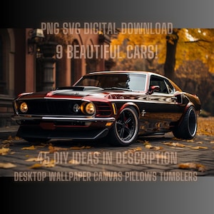 Custom Red 68 Mach 1 Cobra PNG Digital Download, Vintage Muscle Car PNG ...