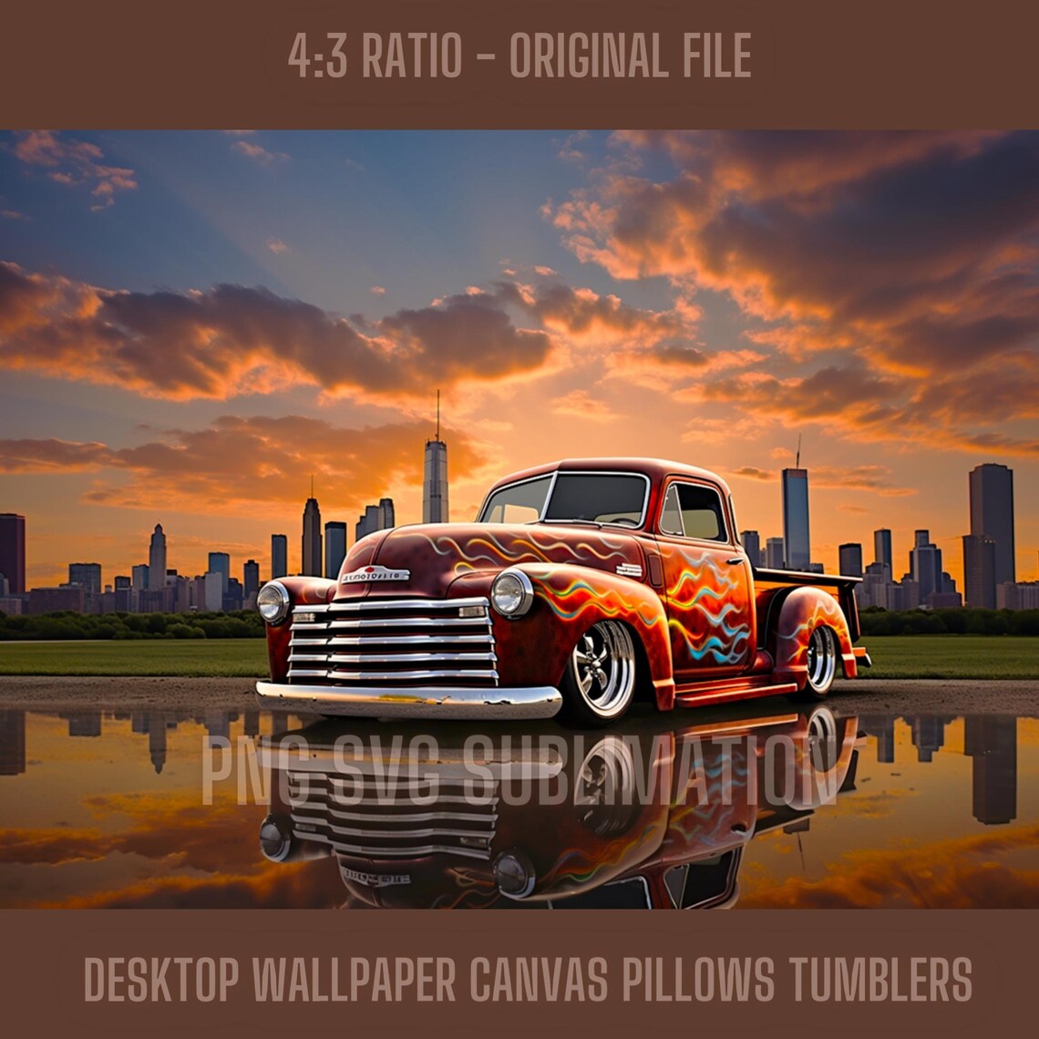 This Red 48 Chevy 3100 Lowrider Truck PNG Bundle Comes in 5 Aspect ...