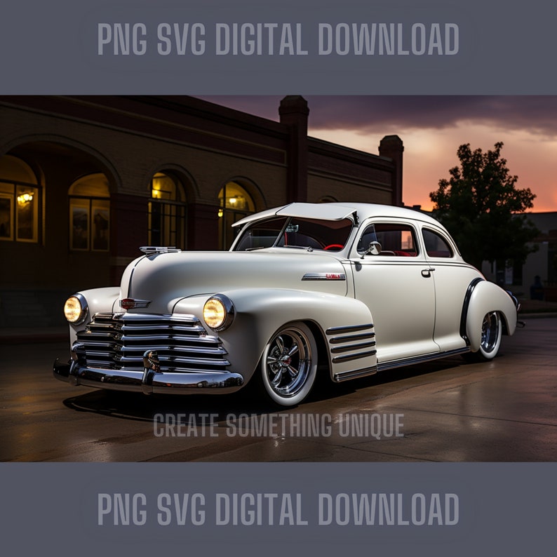 White 48 Chevy Fleetmaster PNG Bundle, Retro Chevy Wall Art Png, Custom ...