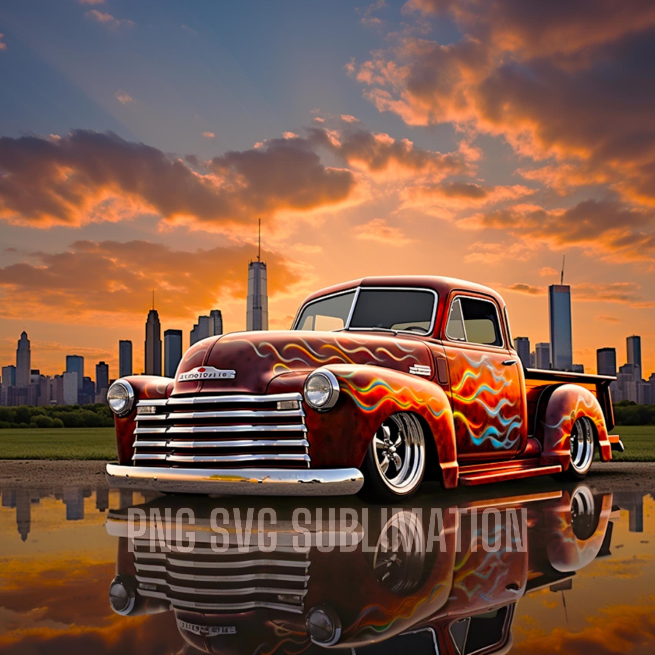 This Red 48 Chevy 3100 Lowrider Truck PNG Bundle Comes in 5 Aspect ...