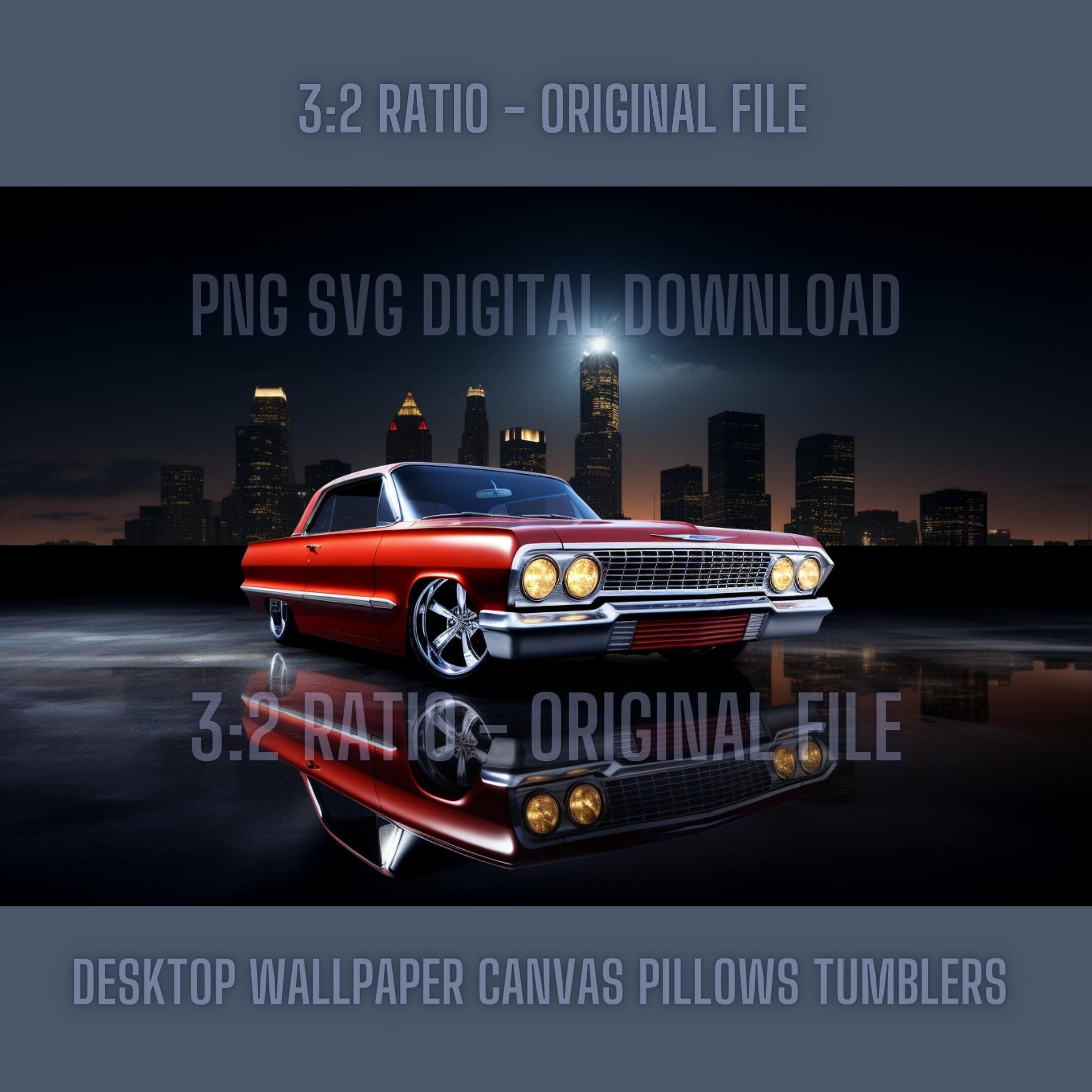 Candy Red 64 Impala Lowrider, Chicano Wall Art PNG Bundle - Etsy