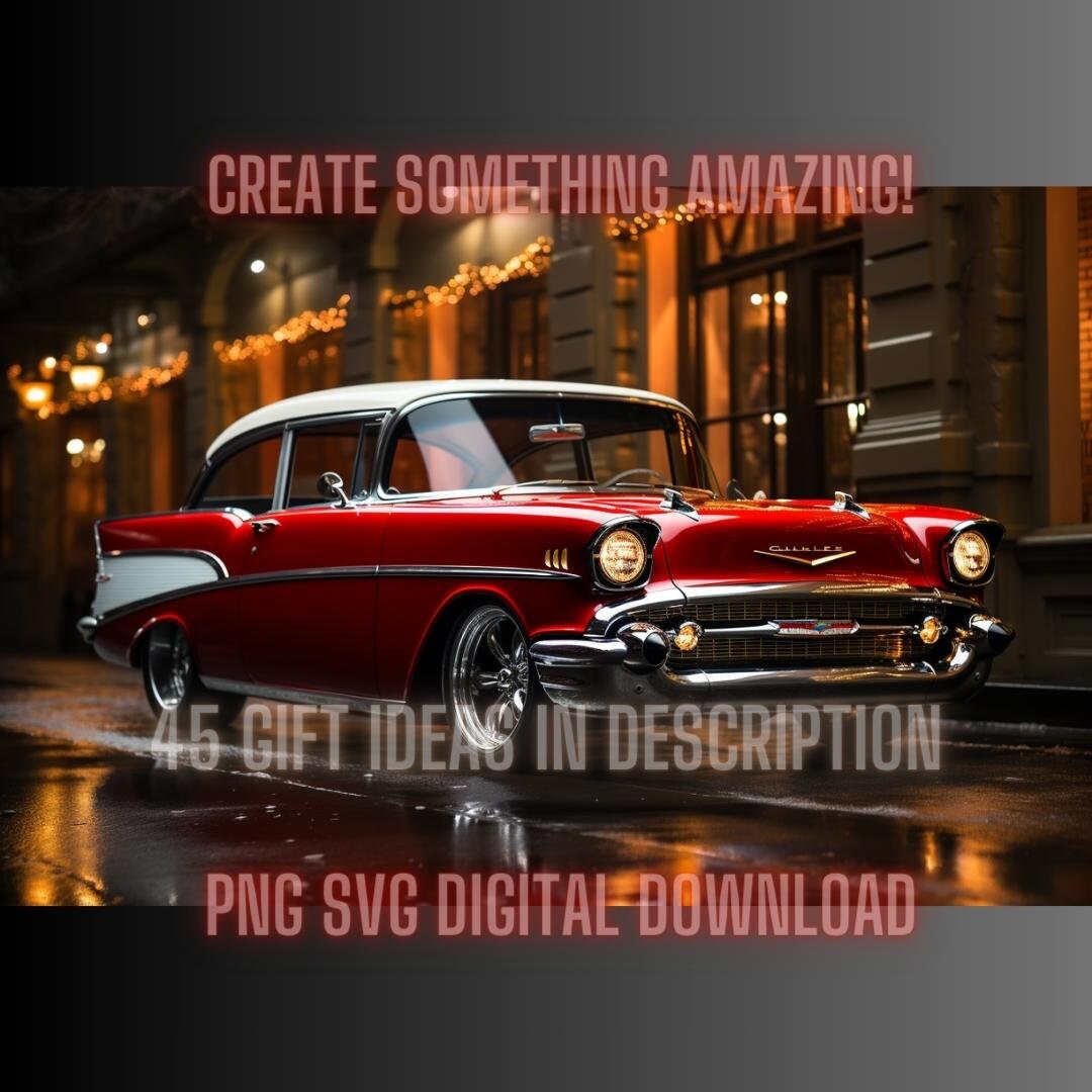 Christmas 57 Chevy PNG, 9 Car Bundle Digital Download, Holiday Muscle ...