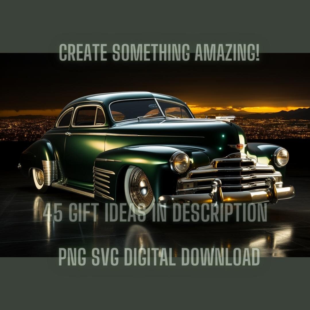 Green 48 Chevy Fleetmaster PNG Bundle, Retro Chevy Wall Art Png, Custom ...