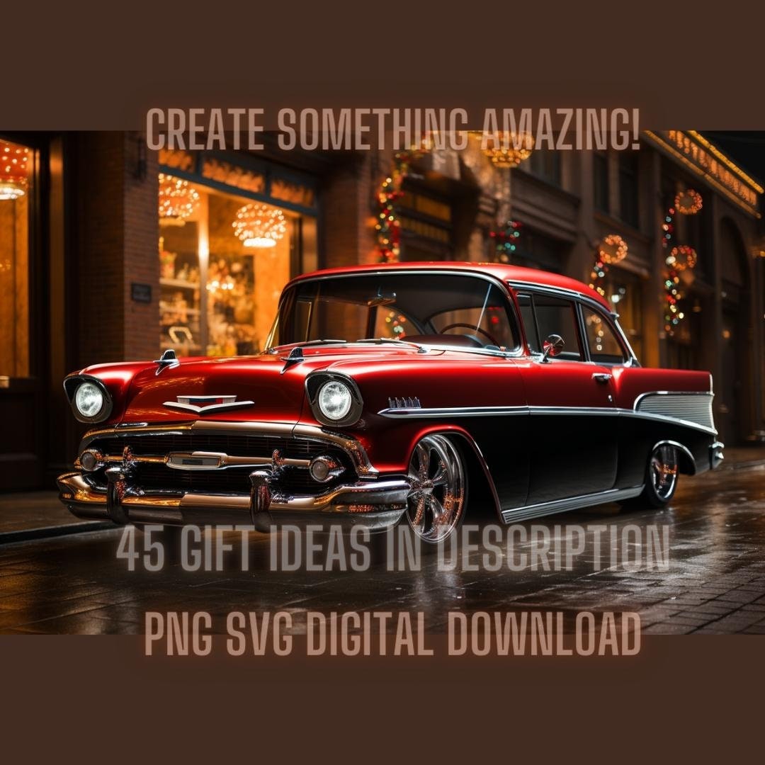 Christmas 57 Chevy PNG, 9 Car Bundle Digital Download, Retro Muscle Car ...