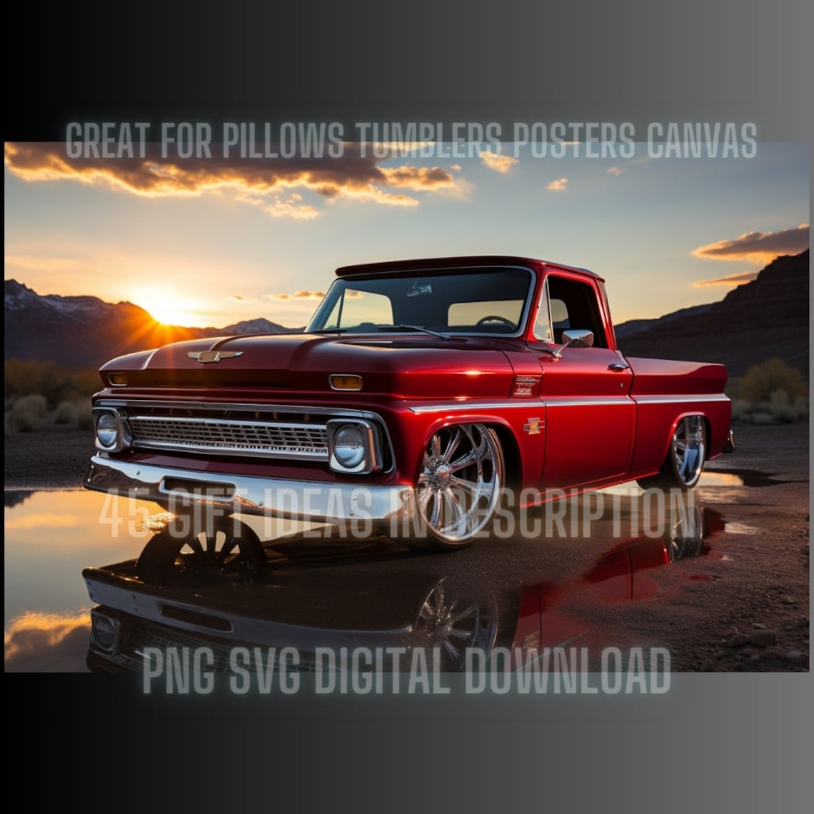 Old School Chevy C10 Pickup PNG Bundle, Vintage Muscle Truck Wall Art ...