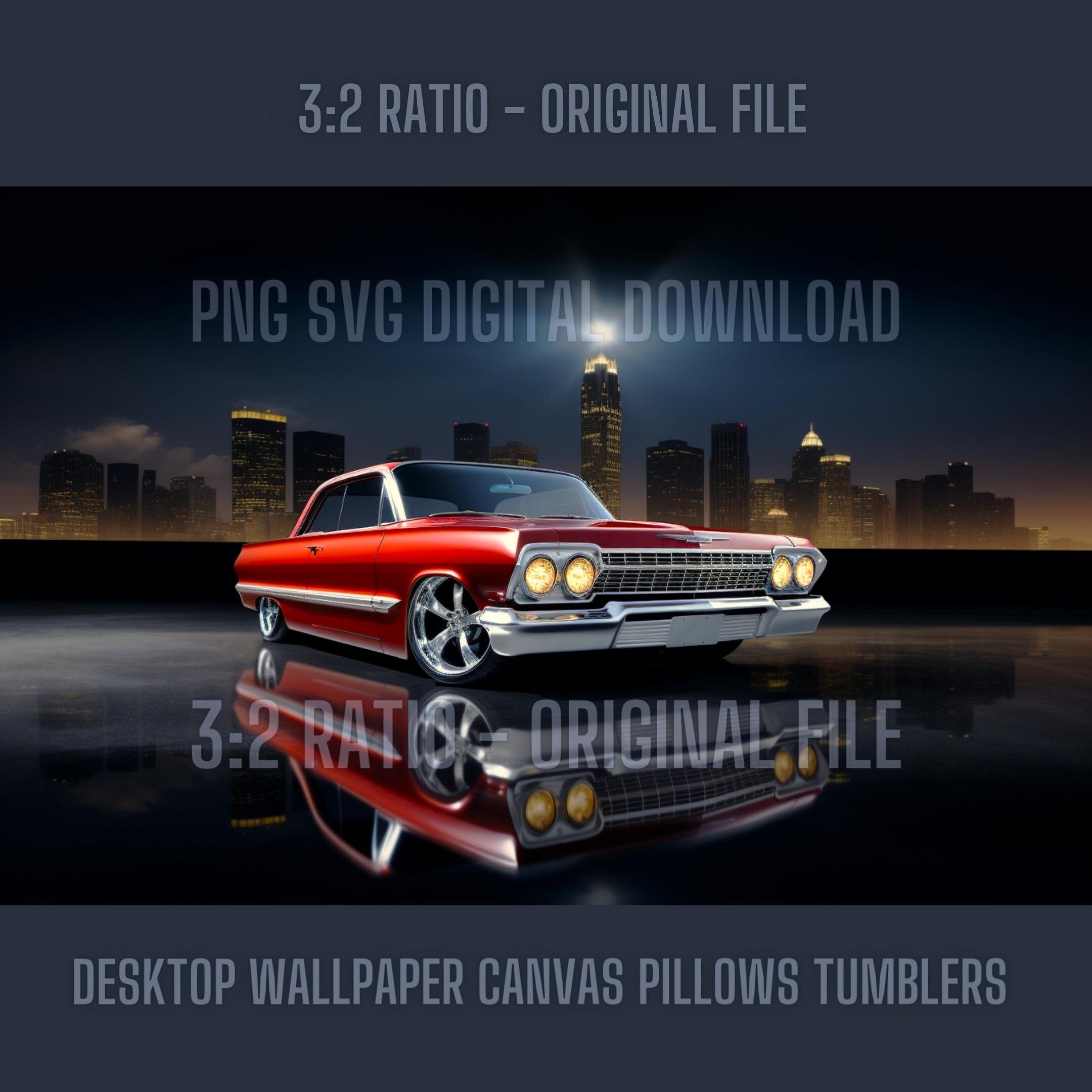 Candy Red 64 Impala Lowrider Cityscape PNG, 5 Aspect Ratio Bundle ...