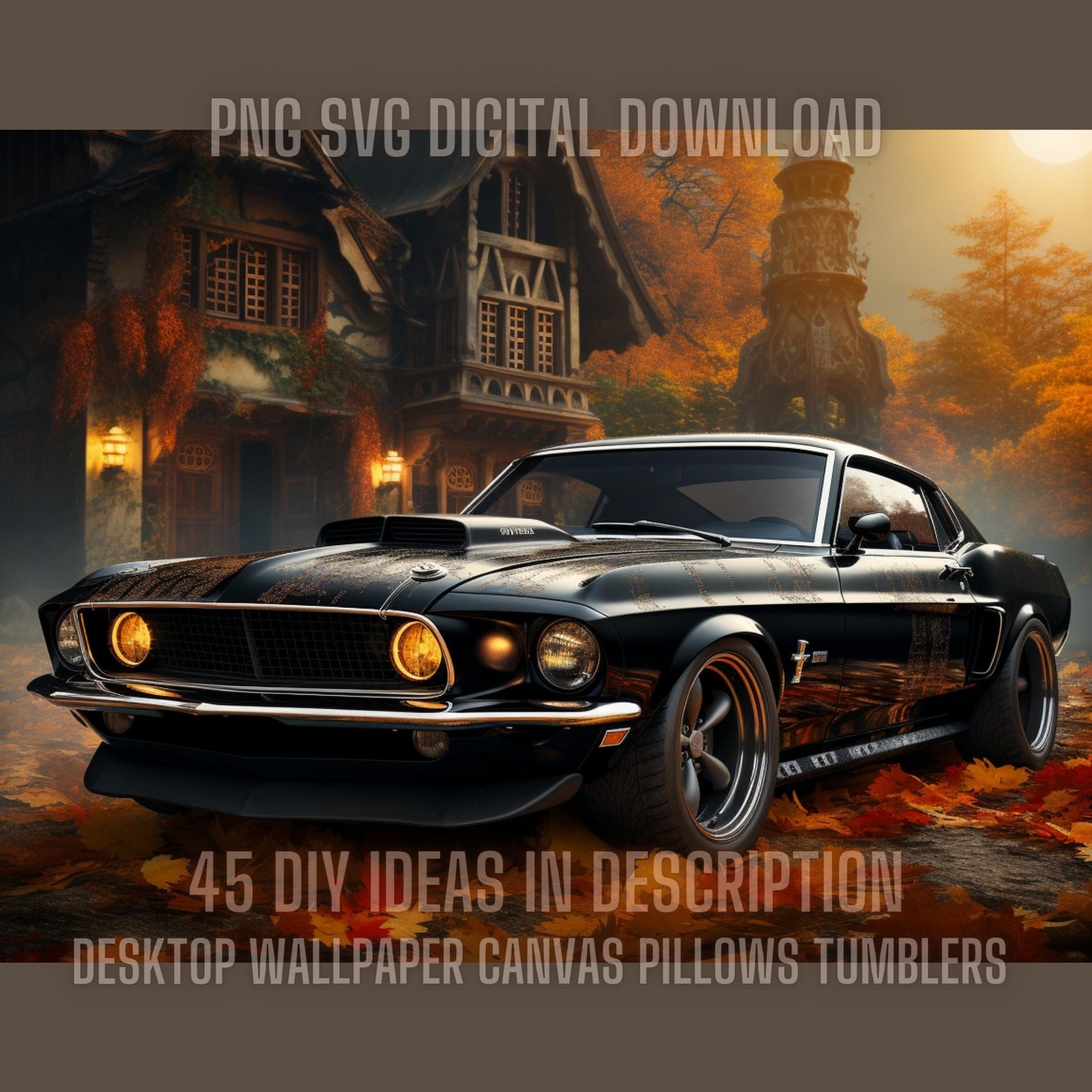 Black 68 Mach 1 Cobra PNG, Vintage Muscle Car Art (digital Download) - Etsy