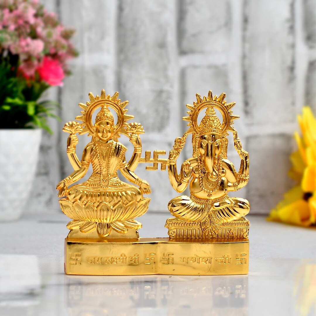 Golden Laxmi Ganesha Statue for Home Decoration - Etsy