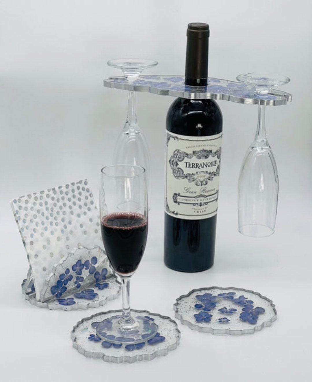 Resin Wine or Champagne Butler Caddy Coasters Napkin Holder Bottle ...