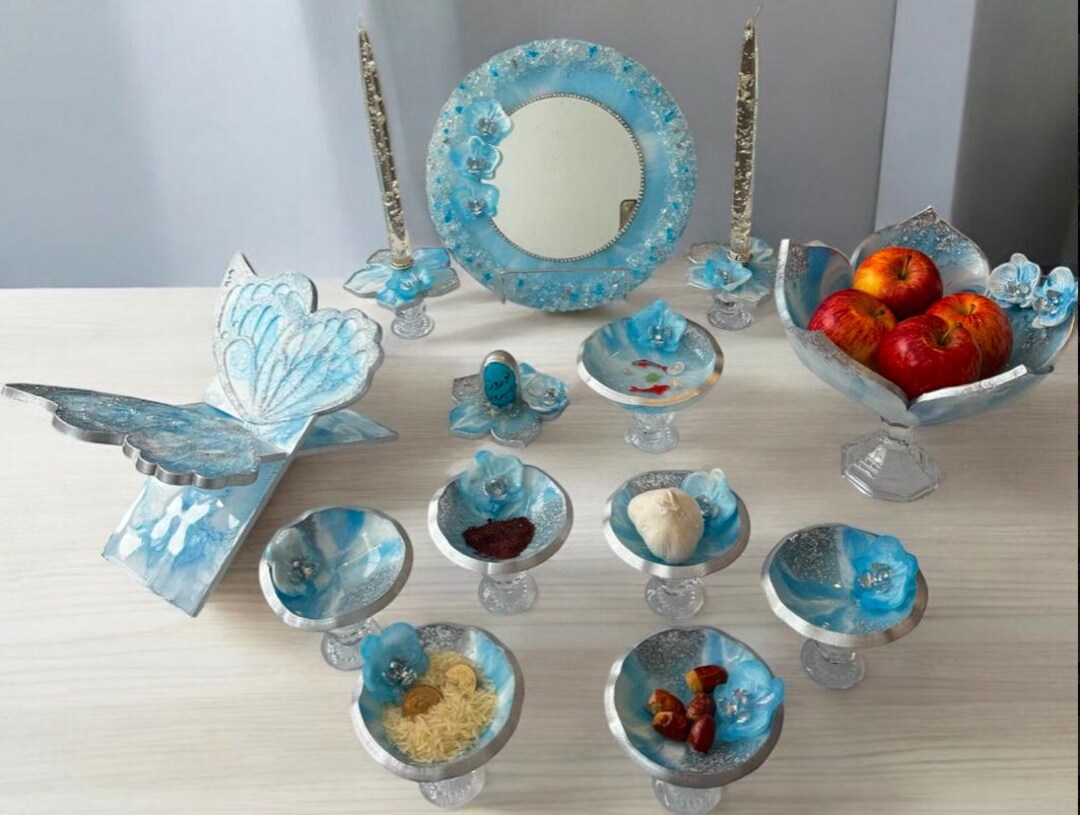Blue and Silver and White Haftsin Set Haftseen Set Eyde Nowrooz Norooz ...