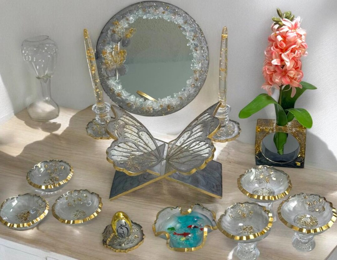 Gray and Gold Haftseen Set Silver and Gold Haftsin Set Persian New Year ...