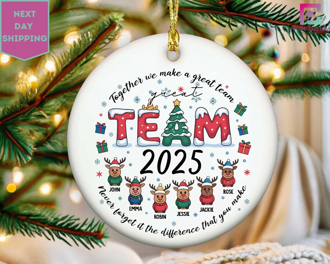 Personalized Best Team Ever Glass Ornament, Corporate Holiday Ornament ...