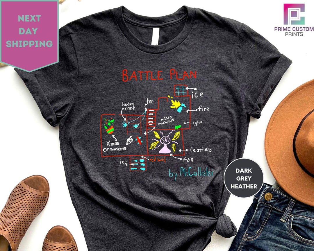 Home Alone Battle Plan Map T Shirts, Funny Home Alone Shirt, Kevin ...