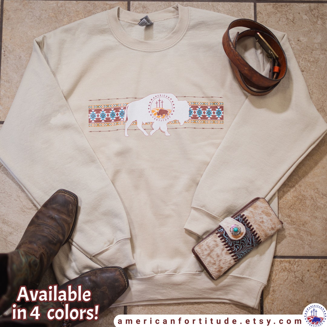 Aztec Bison Crewneck - Etsy