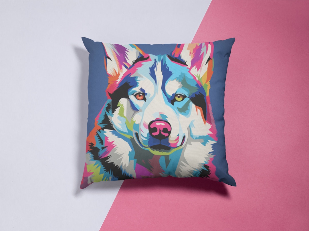 Siberian Husky Dog Art Pillow Set Decorative Pillows, Dog Pillow, Floor ...