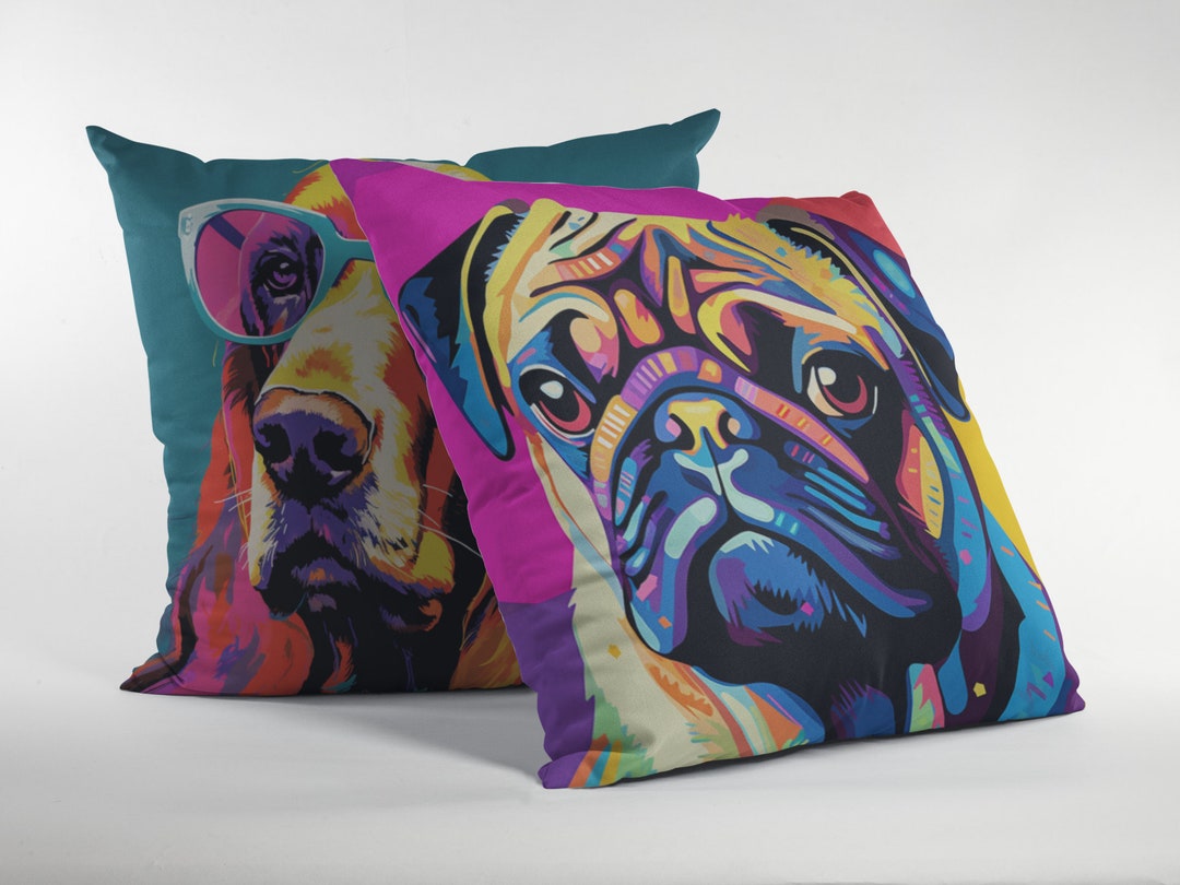 Pug Dog Decorative Pillows Dog Pillow, Pillows Covers 20x20, Floor ...