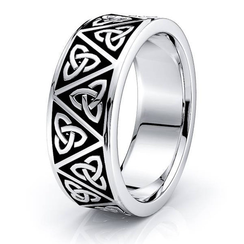 Solid Gold 7mm Celtic Wedding Bands Unisex, Available in White and ...