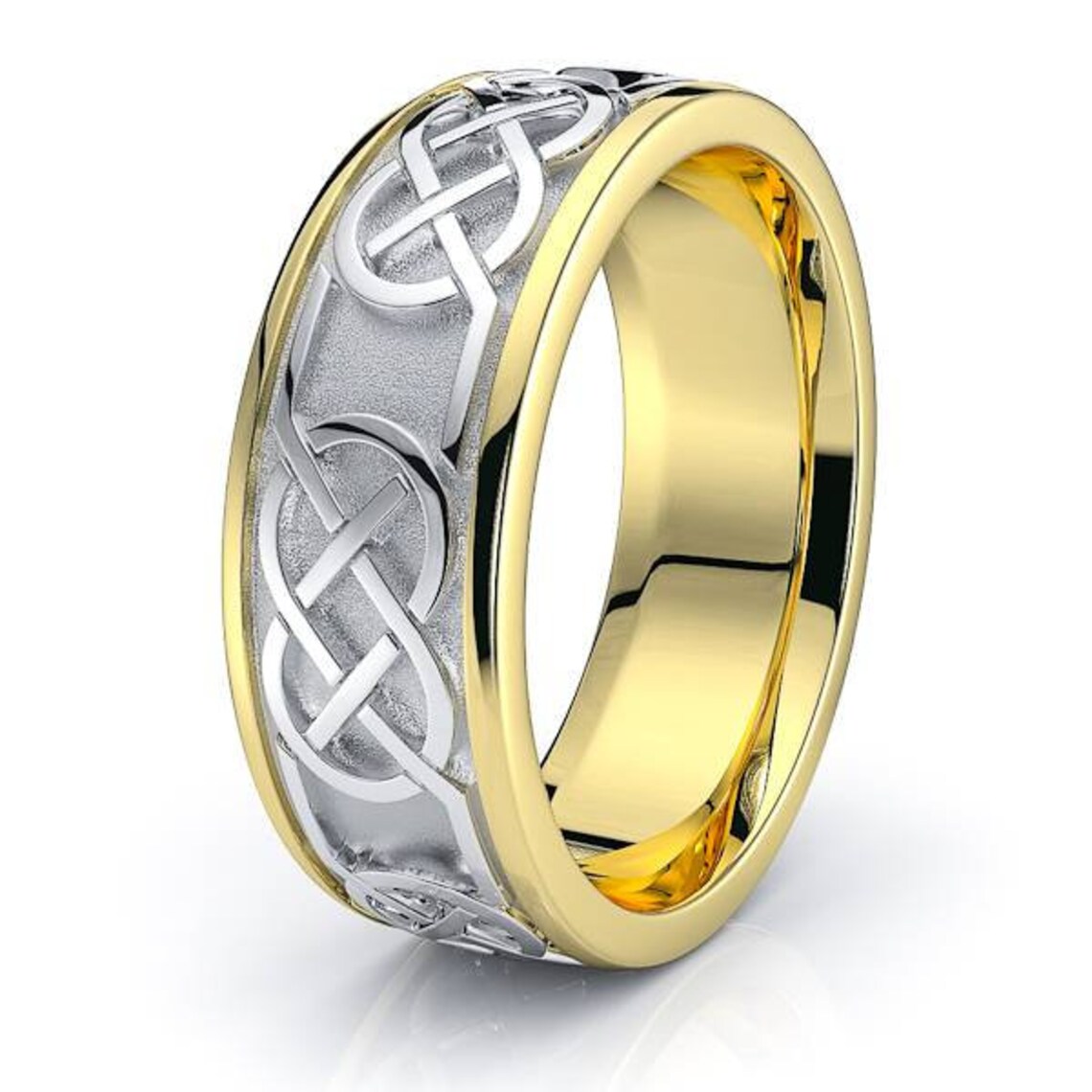 Solid Gold 7mm Celtic Wedding Bands Unisex, Available in White and ...
