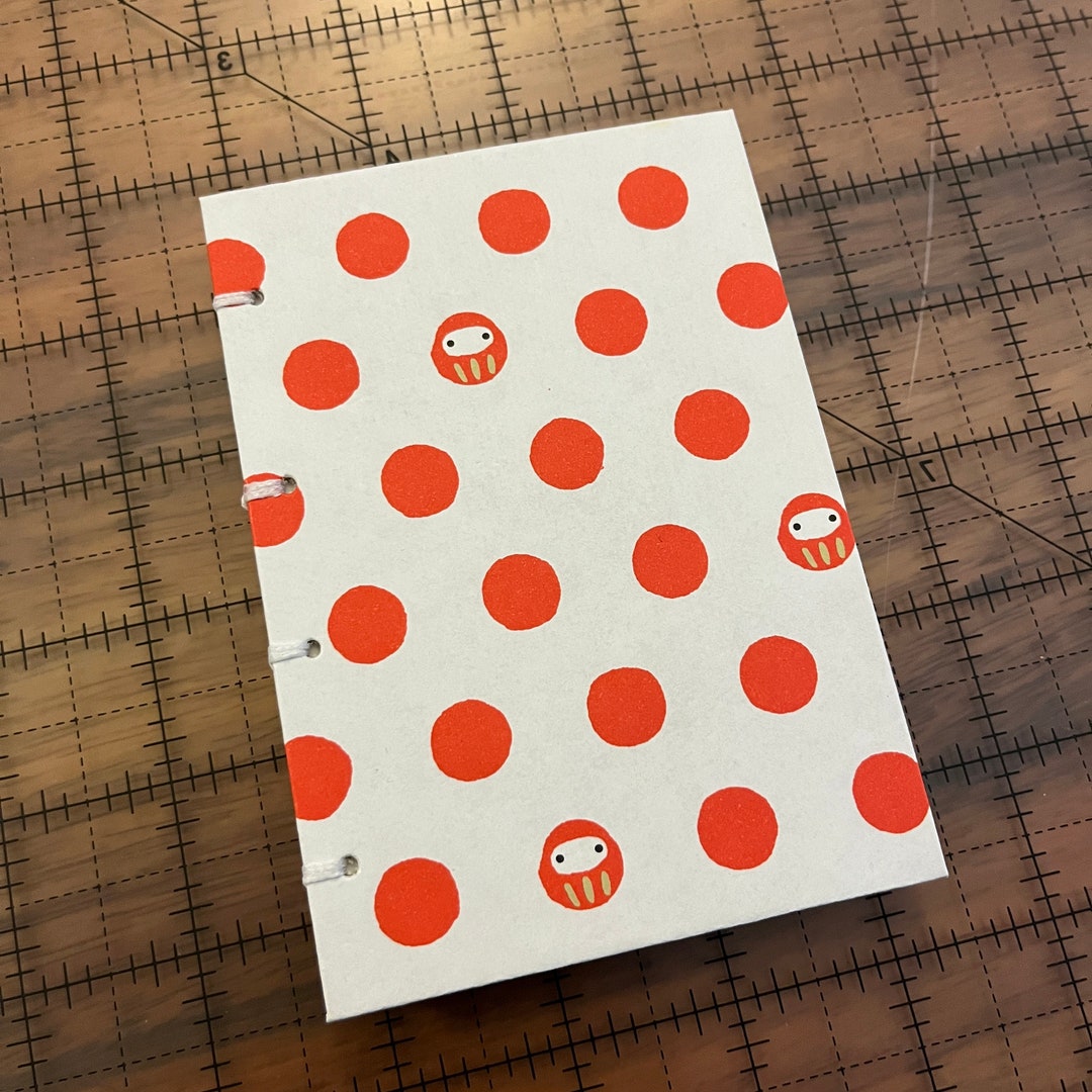 Reclaimed Paper Daruma Origami Cover Hand Bound Coptic Stitch Notebook ...