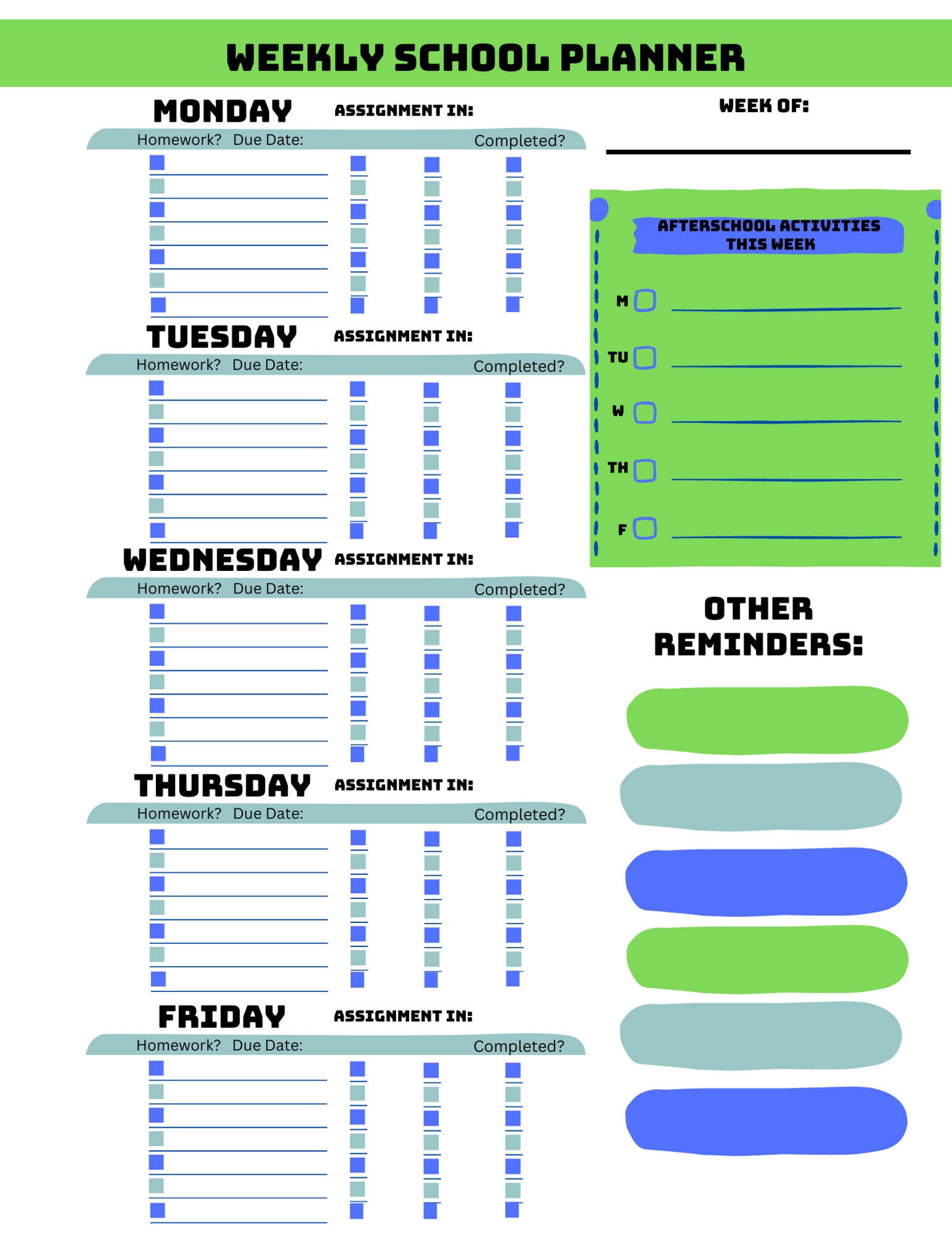 Fillable Easy School Planner for Kids With ADHD - Etsy