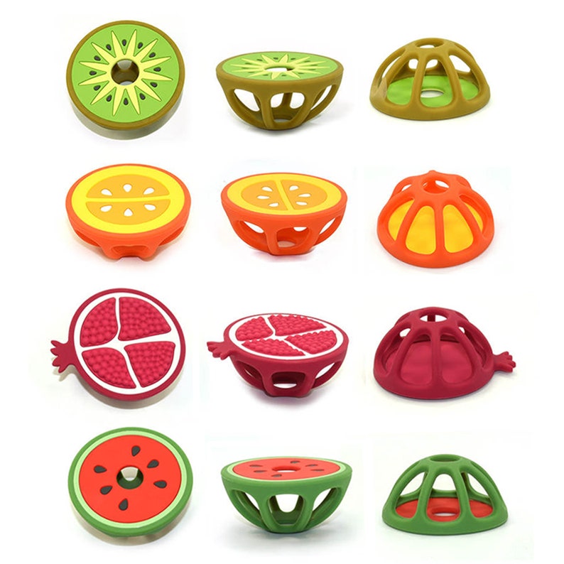 Set of 4 Fruit Shaped Teethers, BPA Free Non Toxic, Teething Toy, Baby ...