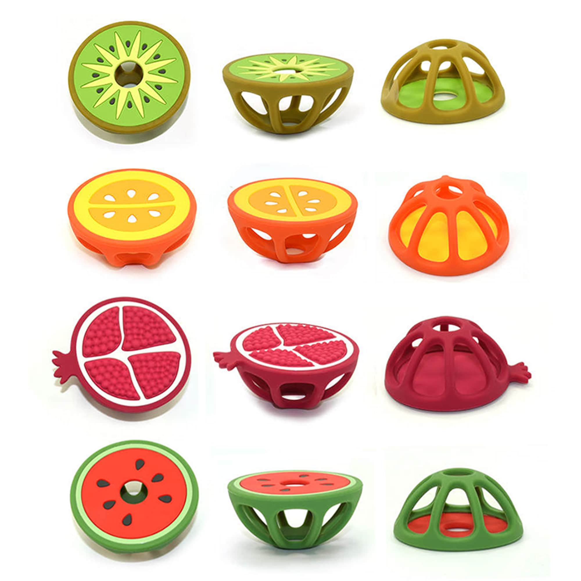 Set of 4 Fruit Shaped Teethers, BPA Free, Non Toxic, Teething Toy, Baby ...