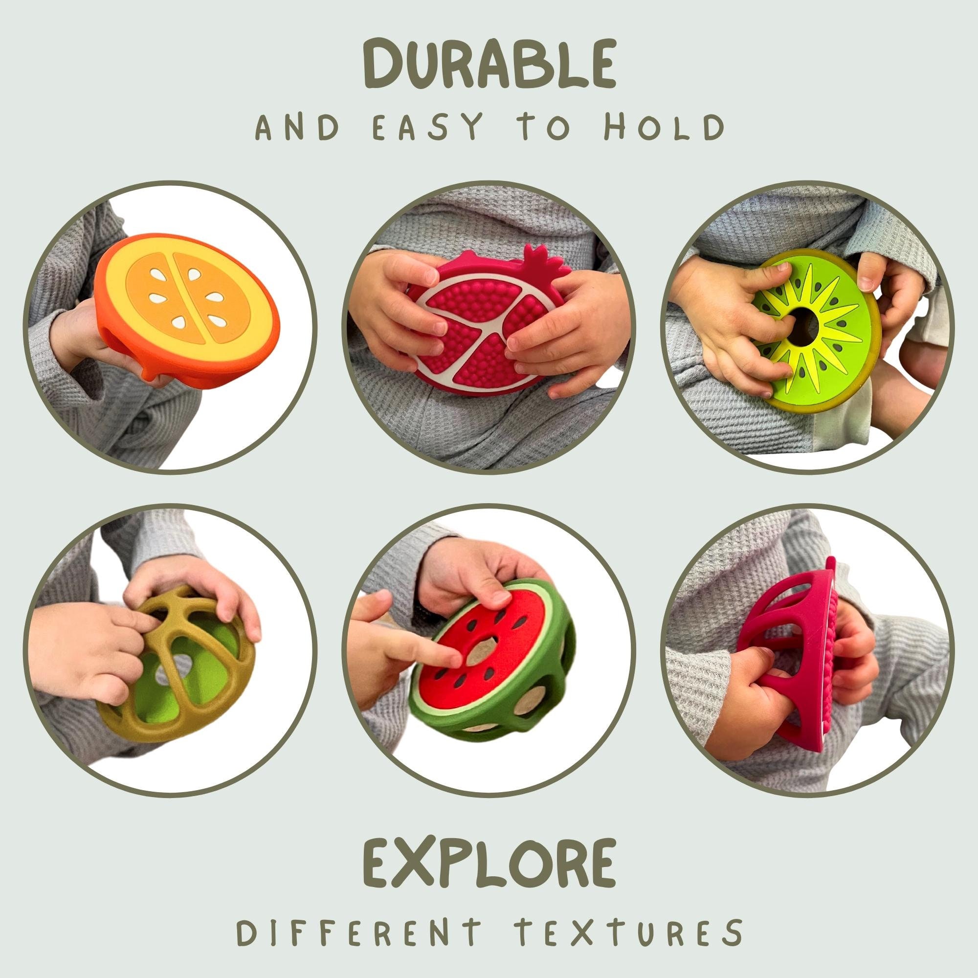 Set of 4 Fruit Shaped Teethers, BPA Free Non Toxic, Teething Toy, Baby ...