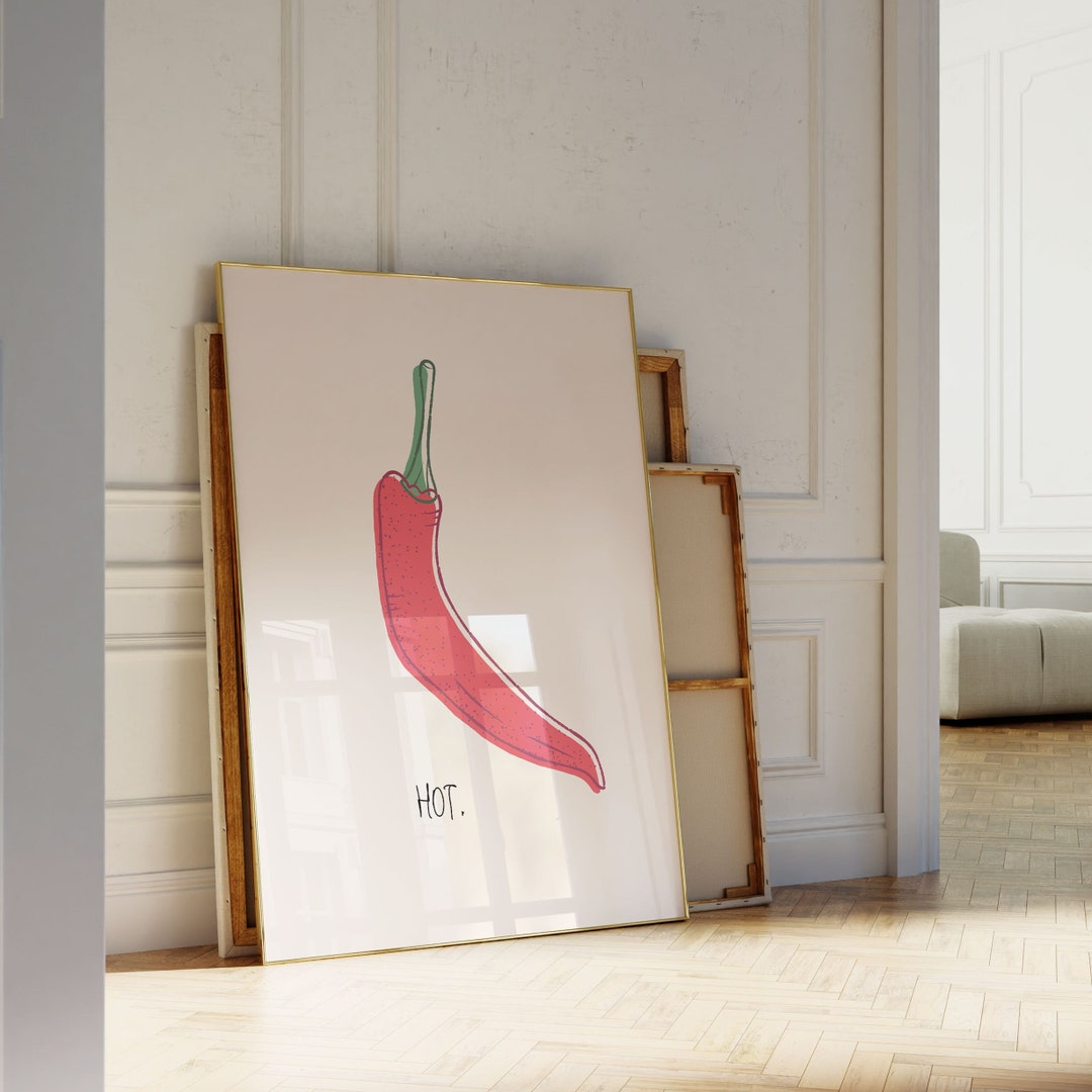 Hot Chili Wall Art Vintage Food Art Print Trendy Chili Poster Eclectic ...