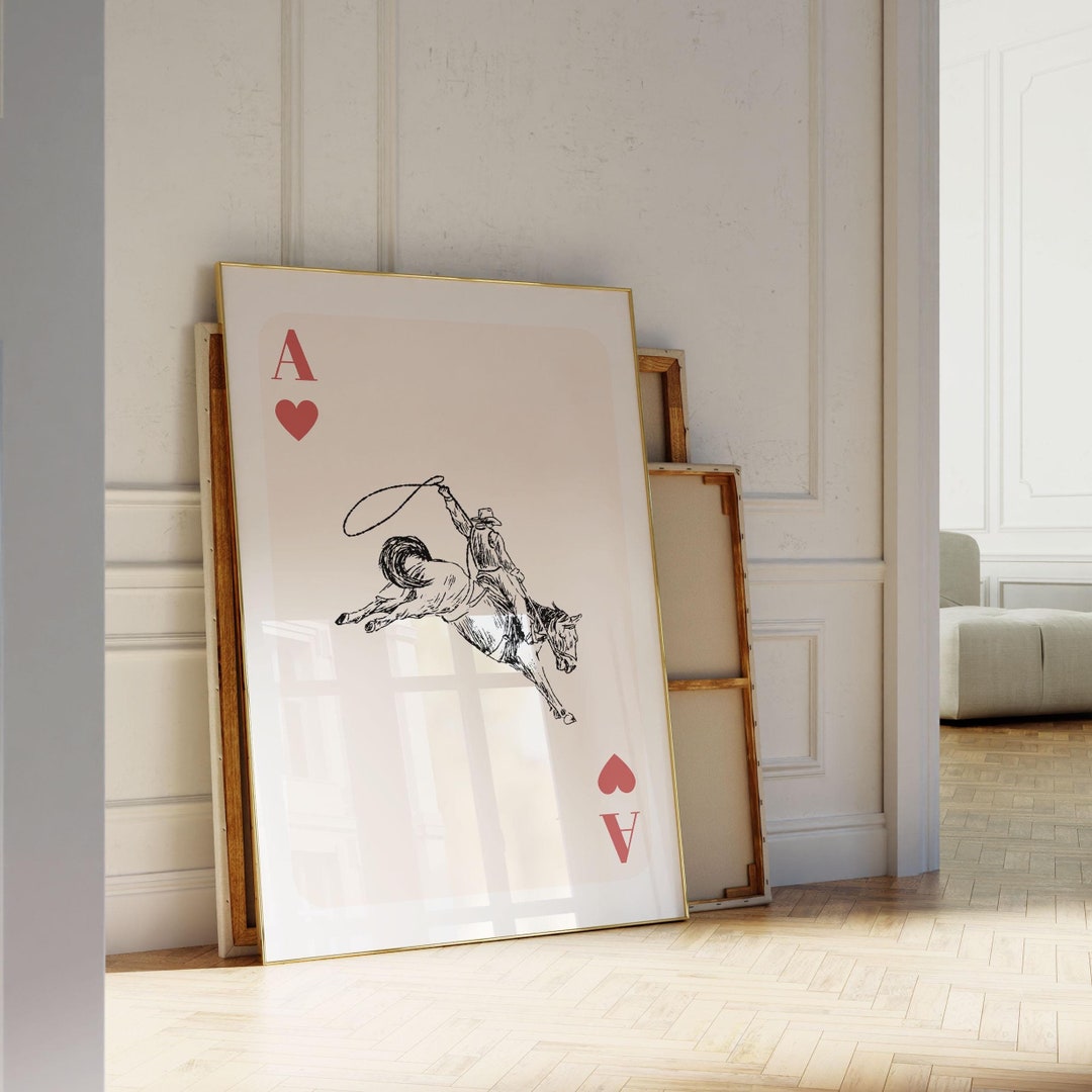 Cowboy Playing Card Poster - Digital Download Vintage Cowboy Art ...