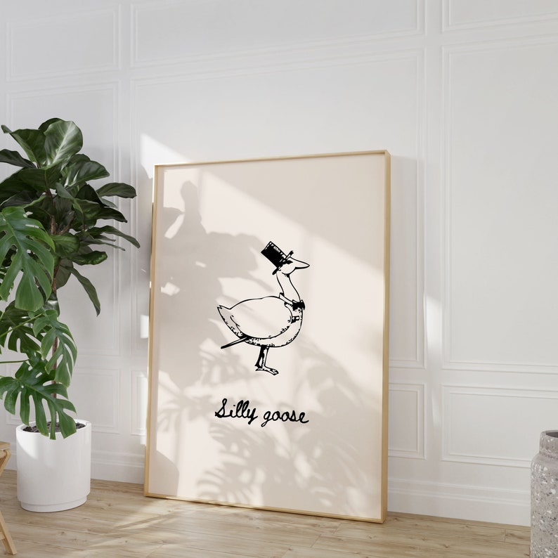 Silly Goose Wall Art Cute Goose Poster Farm Animal Printable Trendy ...