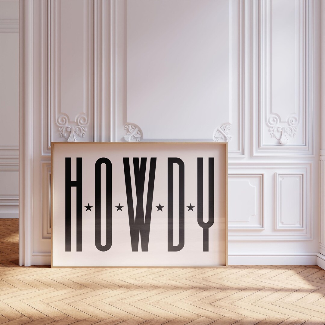 Vintage Howdy Art Print - Rustic Howdy Poster Western Wall Art Texas ...