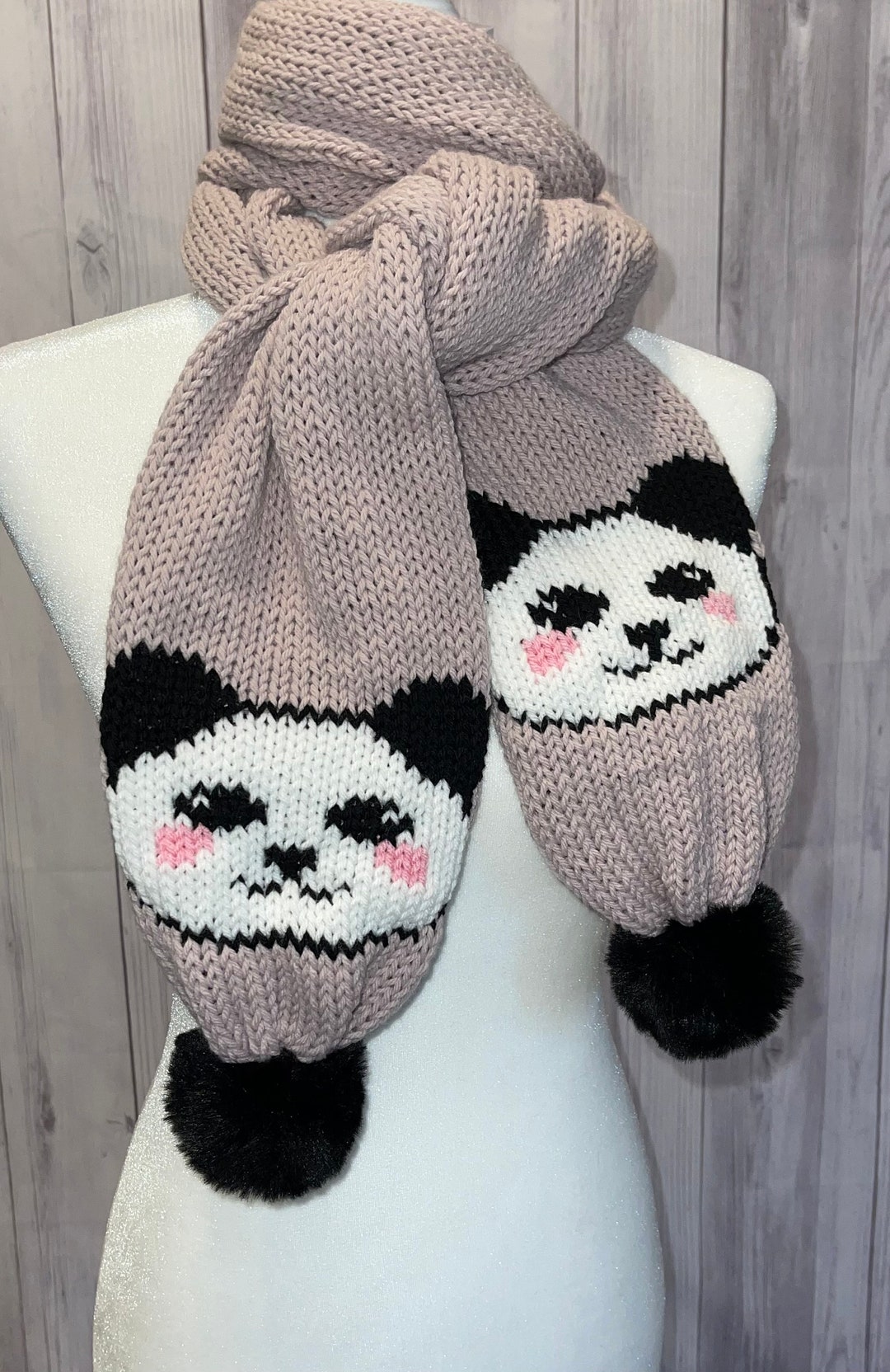 Blushing Panda Bear Scarf PATTERN Only/ Circular Knitting Machine/pdf ...