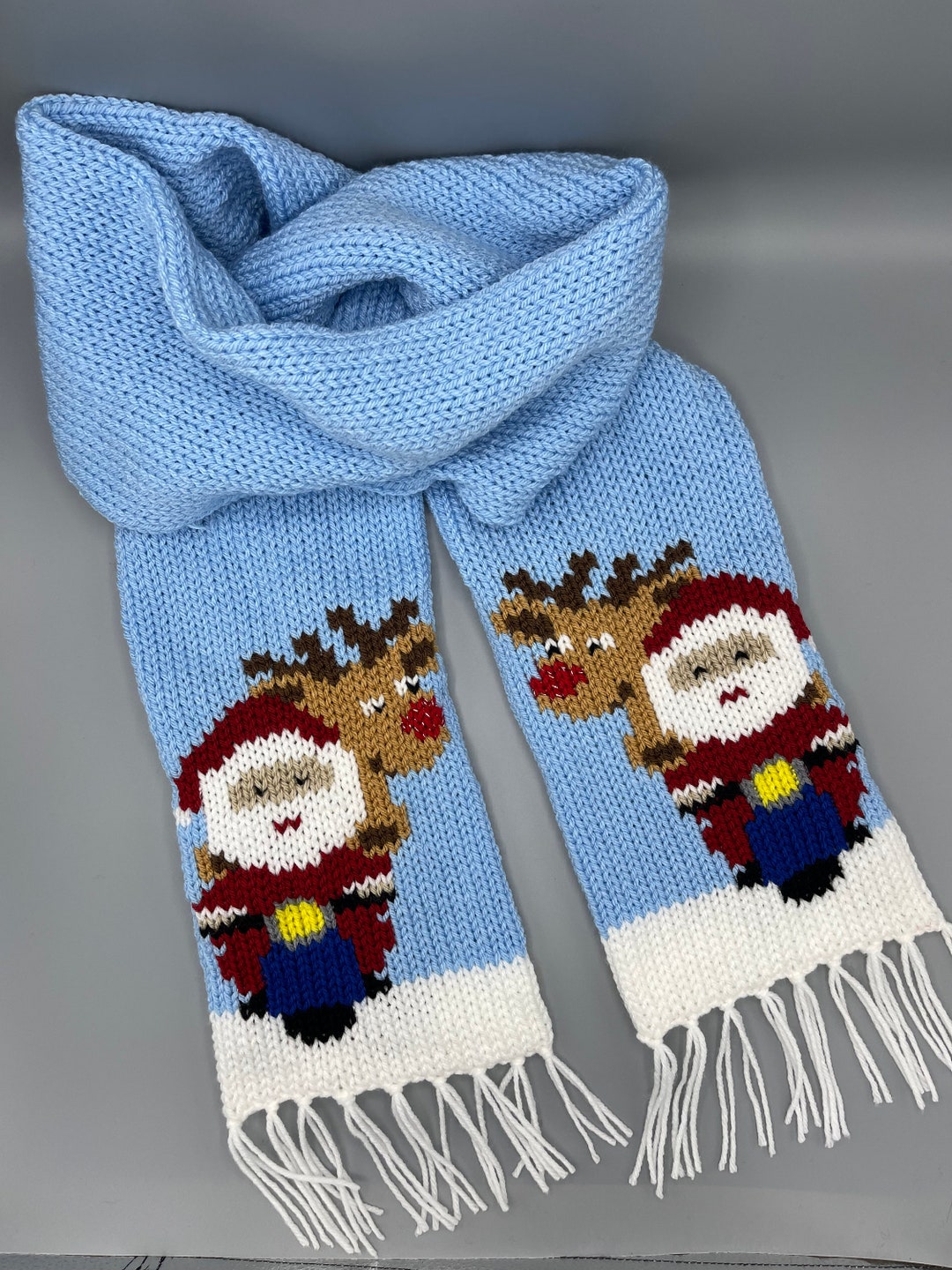 Riding With Santa Scarf PATTERN Only/ Circular Knitting Machine/pdf ...