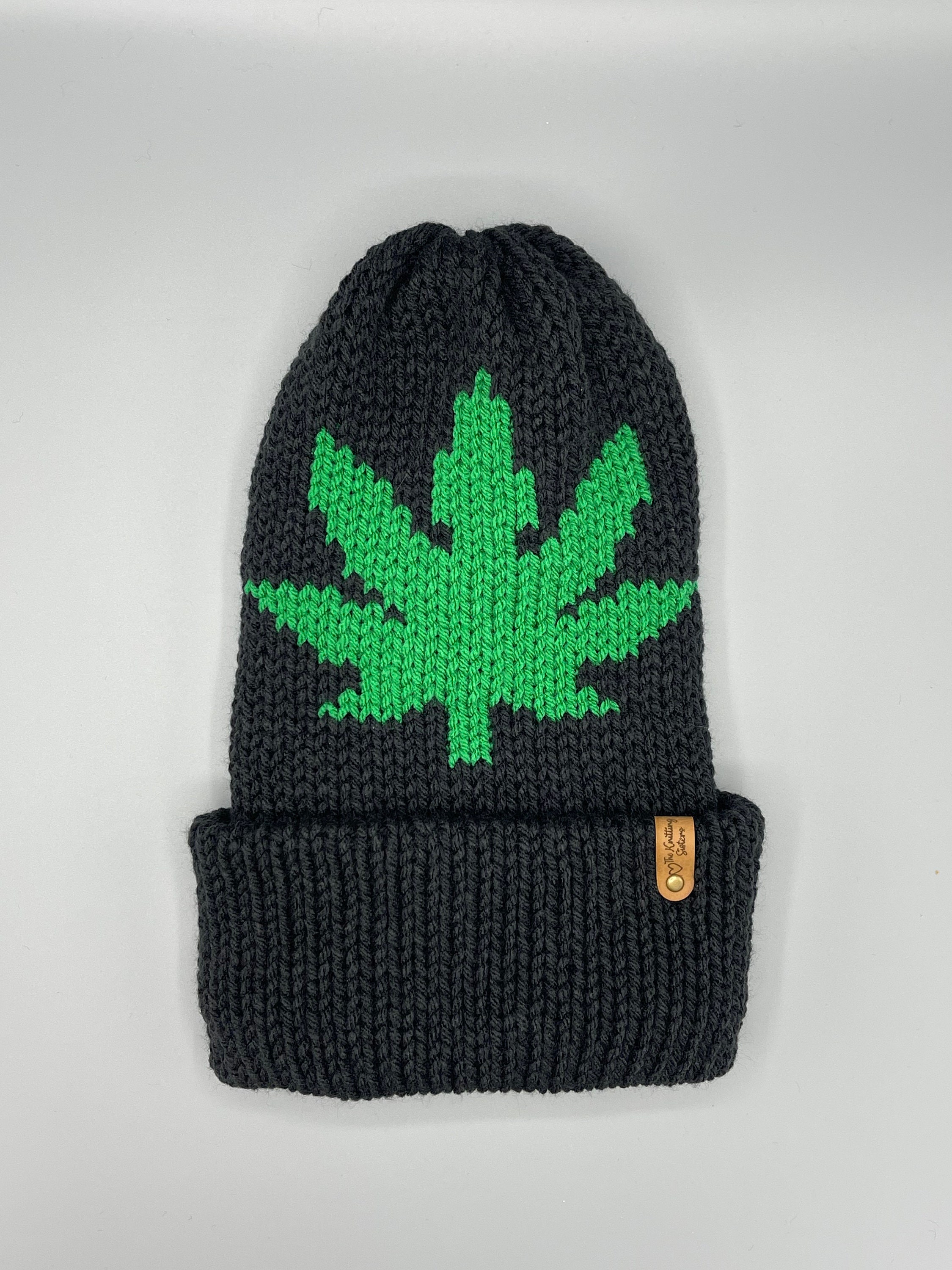 Marijuana Leaf Adult Hat PATTERN Only/circular Knitting Machine/pdf Pattern/ Knitting Machine ...