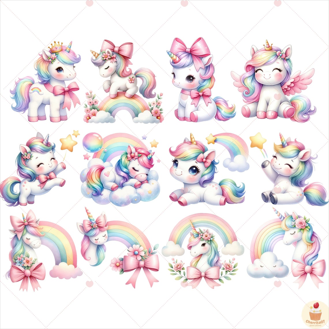 Rainbow Unicorn Clipart, Unicorn PNG, Magic Unicorn PNG, Watercolor ...