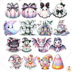 Halloween Spooky Cute Clipart, Cute Ghost Png, Pastel Goth Clipart ...