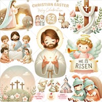 10 Jesus Christ is Risen Clipart, Ressurection Clipart, Watercolor ...
