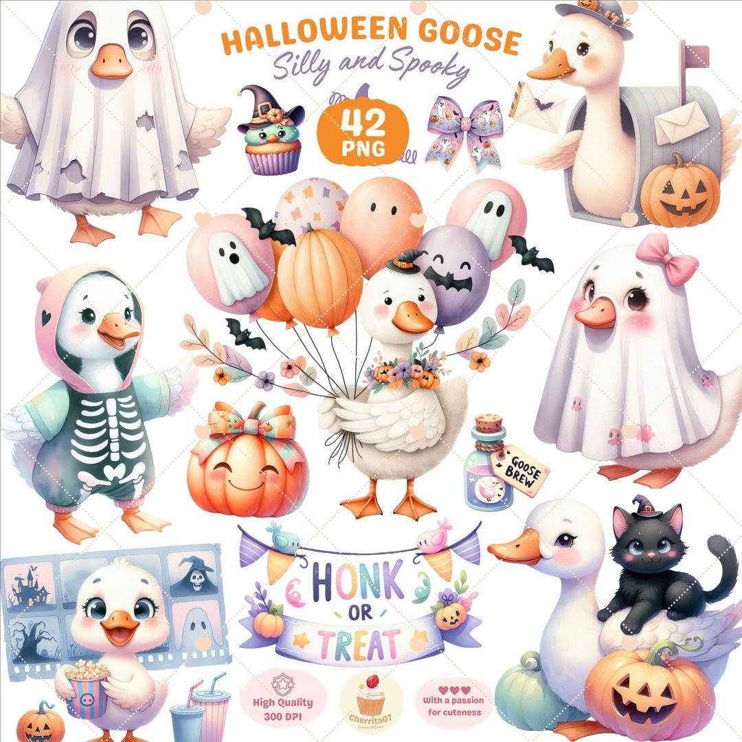 Halloween Goose Clipart, Cute Halloween Png, Just a Spooky Goose, Goose ...