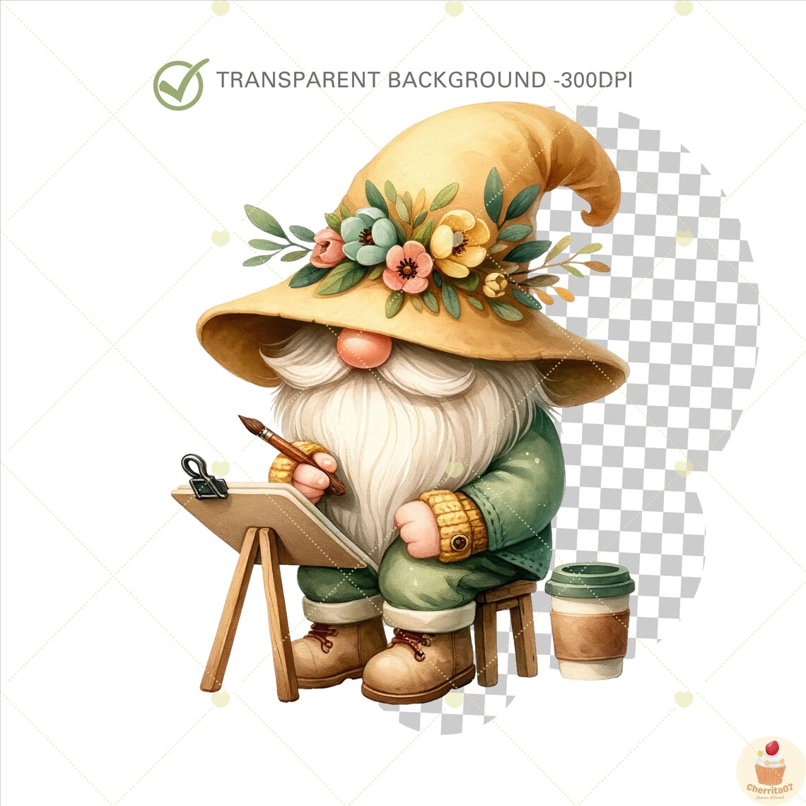 Coffee Gnome Clipart, Morning Coffee PNG, Yellow Gnome, Coffee Clipart ...